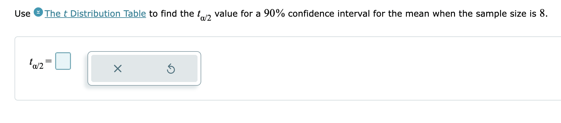 Solved Use ( The t Distribution Table to find the tα/2 value | Chegg.com