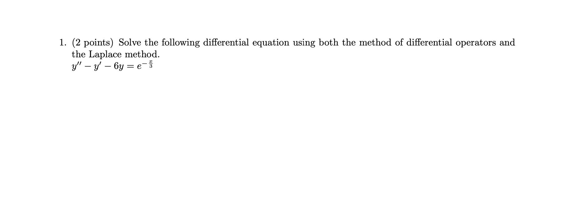 Solved 1. (2 points) Solve the following differential | Chegg.com