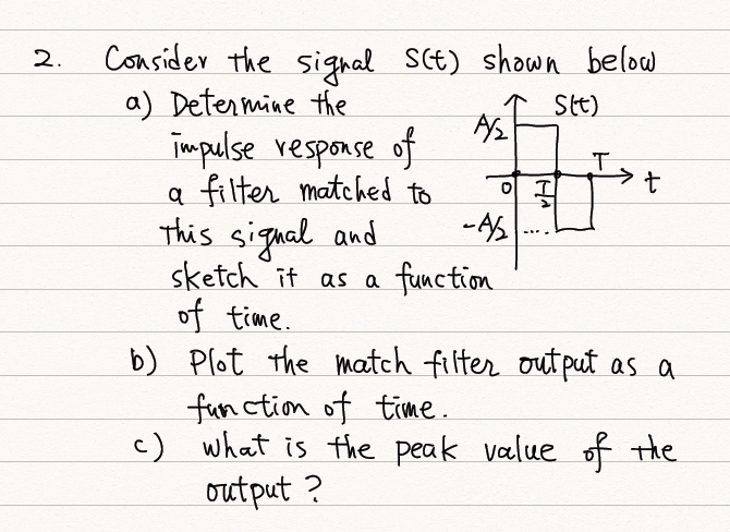 Solved 2. T 이T t Consider the signal S() shown below a) | Chegg.com