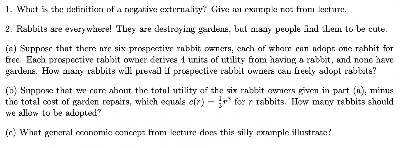 1. What is the definition of a negative externality? | Chegg.com