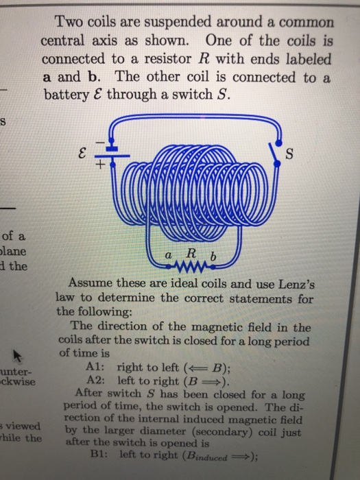 Solved Two coils are suspended around a common central axis | Chegg.com