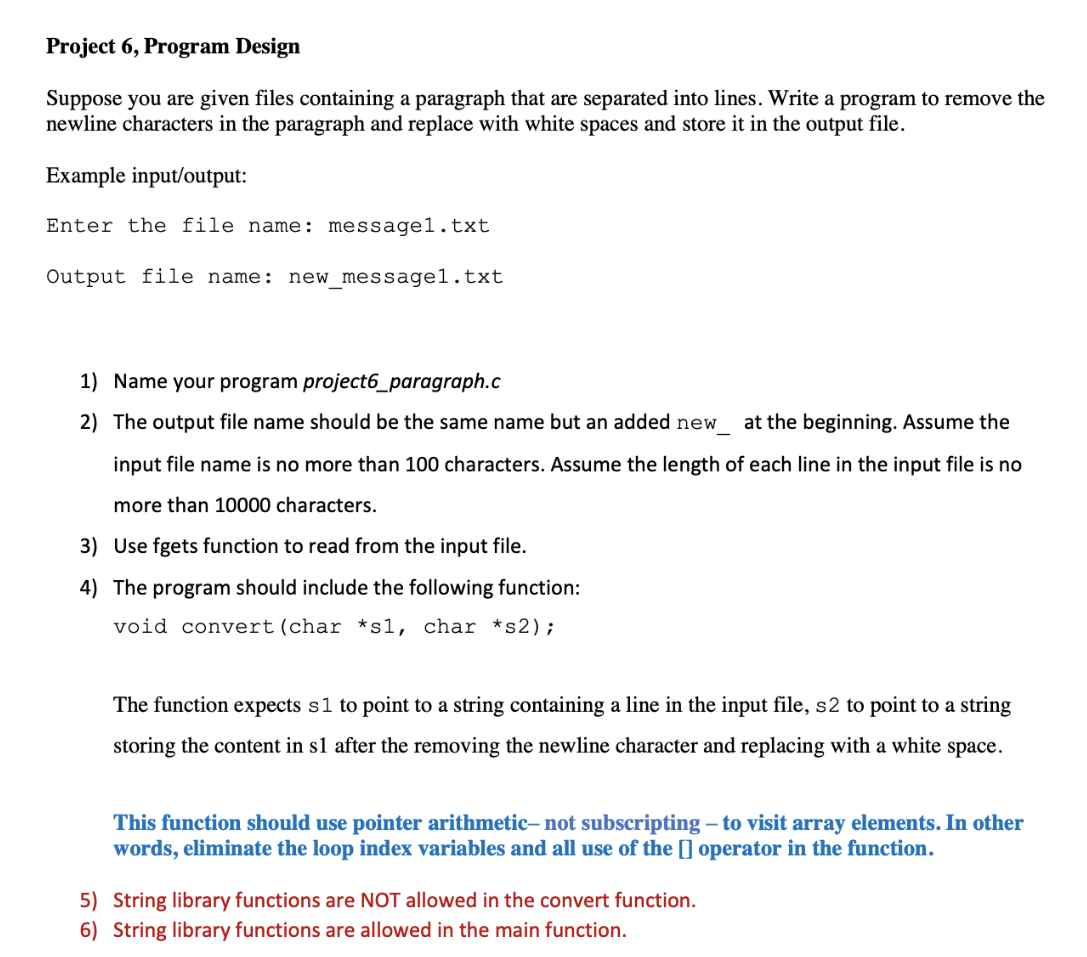 Solved Project 6, Program Design Suppose you are given files | Chegg.com