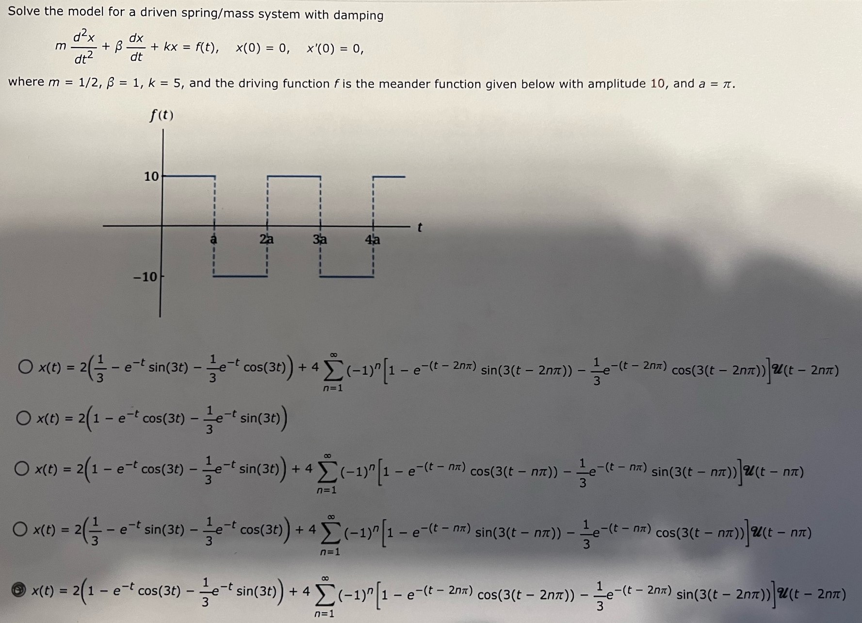 Solved Solve the model for a driven spring/mass system with | Chegg.com