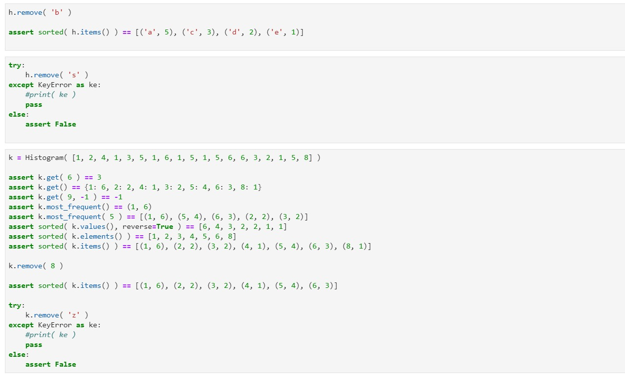 Solved Write a Python class named Histogram that keeps track | Chegg.com