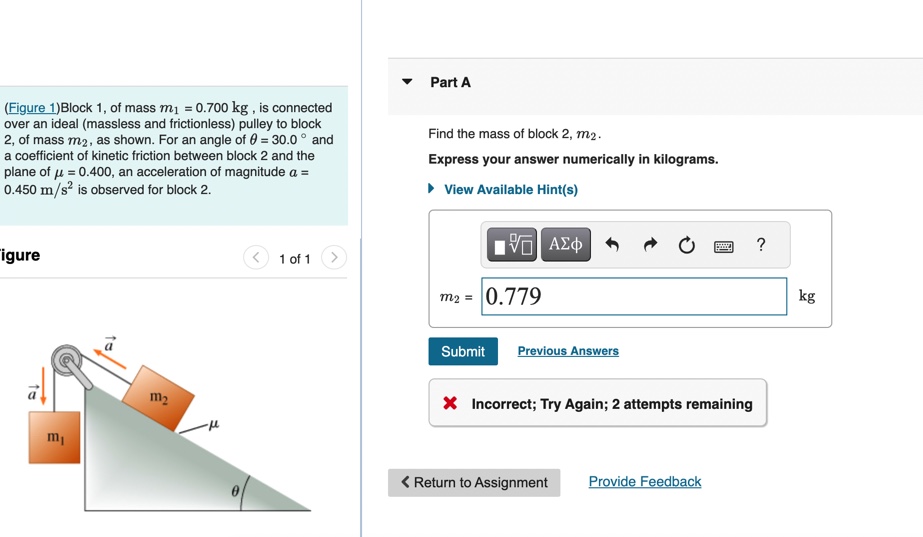 Solved (Figure 1)Block 1, of mass m1=0.700 kg, is connected | Chegg.com