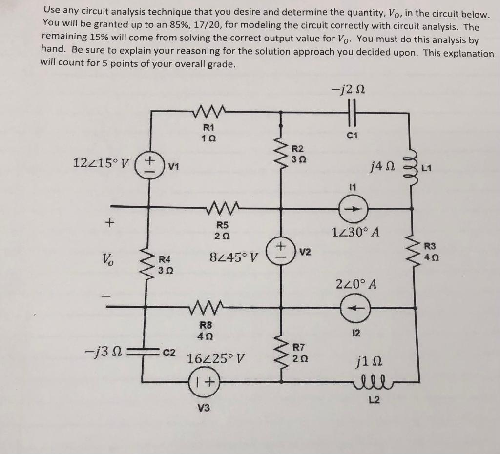 Solved Use any circuit analysis technique that you desire | Chegg.com
