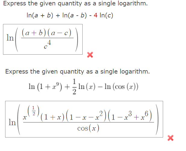 Solved Express the given quantity as a single logarithm. | Chegg.com