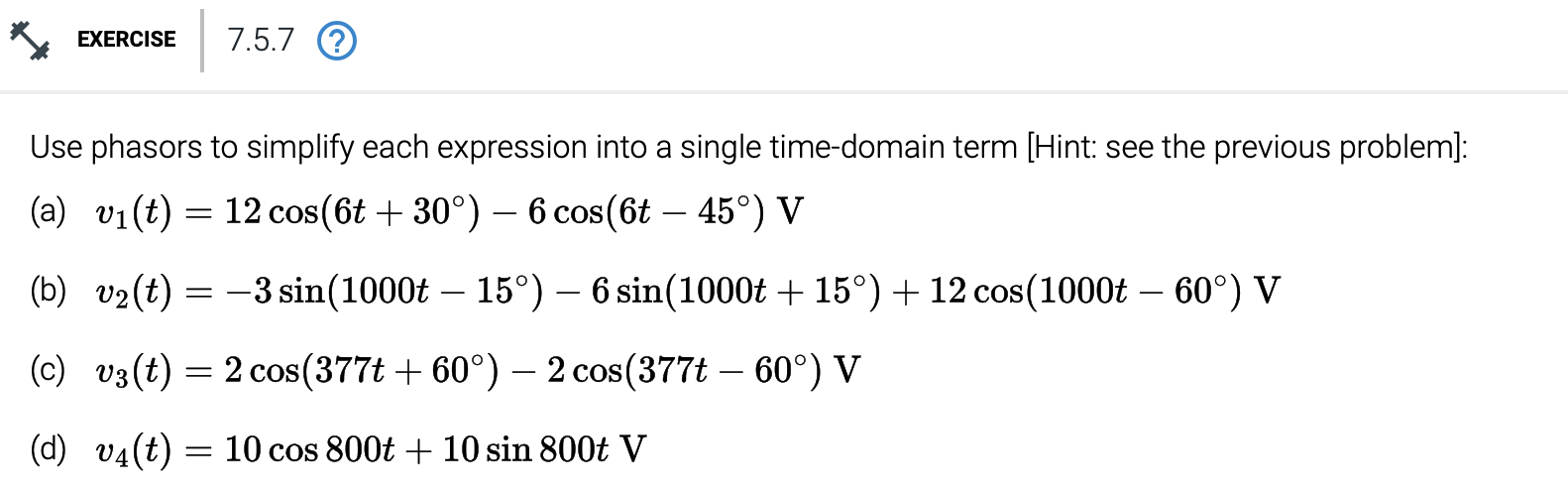 Solved Use phasors to ﻿simplify each expression into a | Chegg.com
