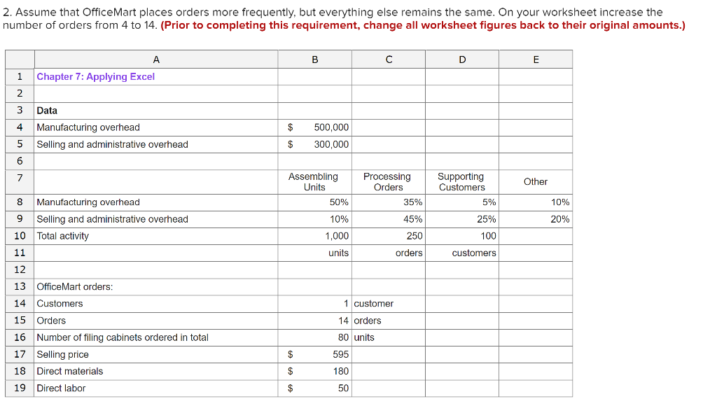 Solved Chapter 7: Excel Simulation: Activity-Based Costing | Chegg.com