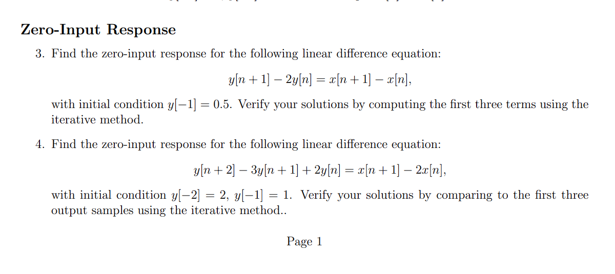Solved Zero-Input Response 3. Find the zero-input response | Chegg.com
