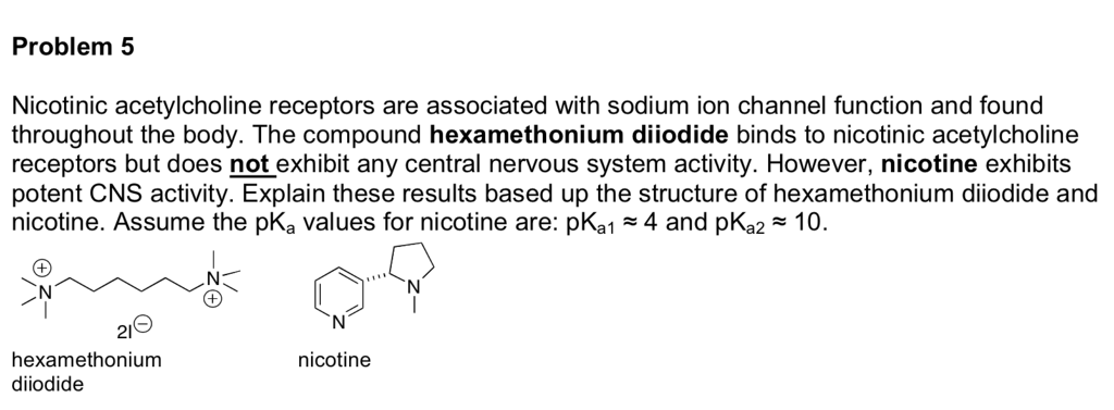 Solved Problem 5 Nicotinic acetylcholine receptors are | Chegg.com