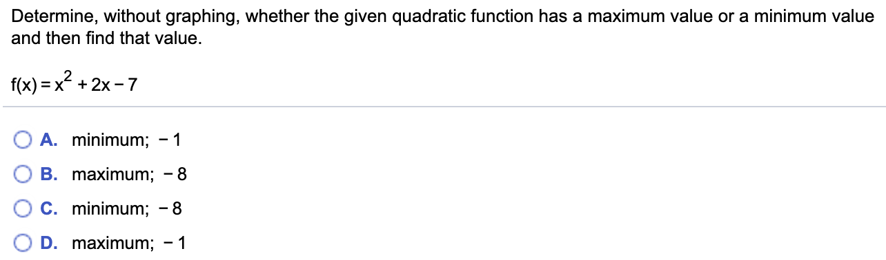 Solved Determine, without graphing, whether the given | Chegg.com