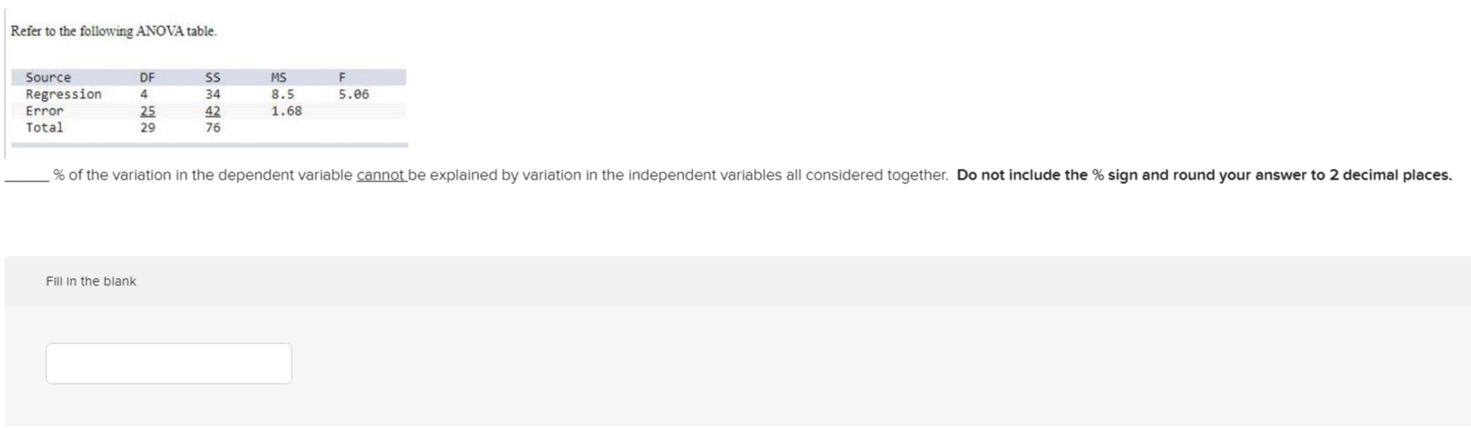 Solved Refer to the following ANOVA table. Source Regression | Chegg.com