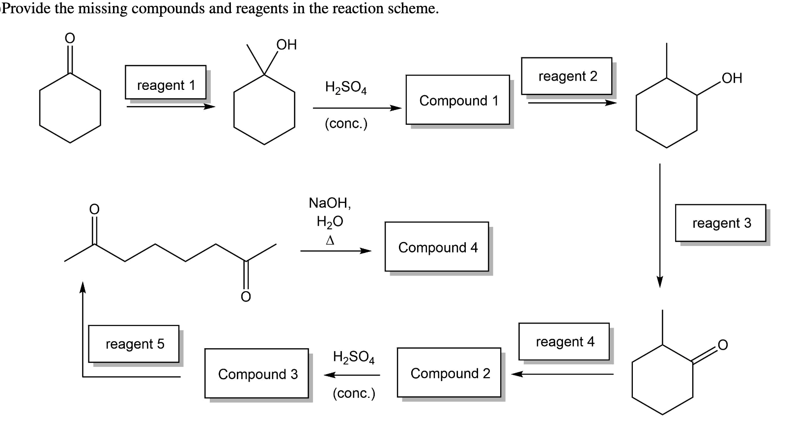 Solved Provide the missing compounds and reagents in the | Chegg.com