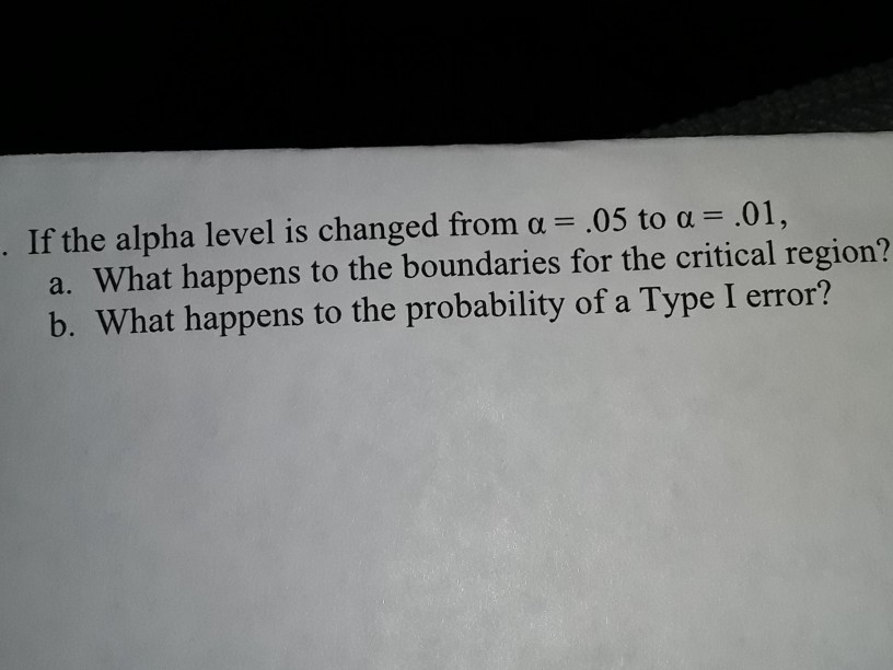 Solved If the alpha level is changed from a = .05 to a = | Chegg.com