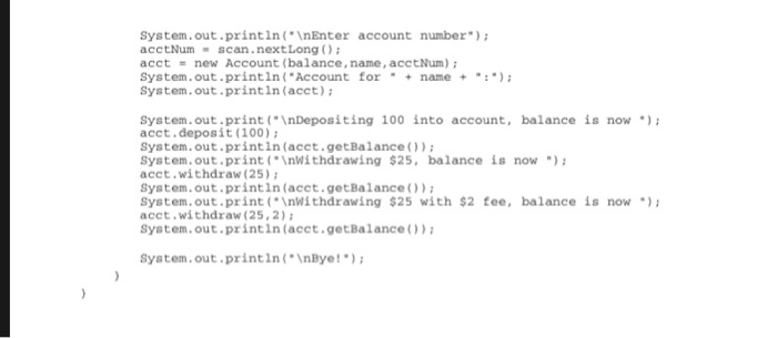 Solved A Flexible Account Class File Account java contains a | Chegg.com