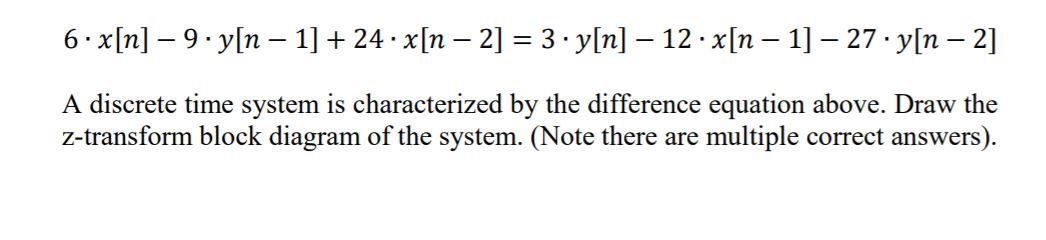 Solved A discrete time system is characterized by the | Chegg.com