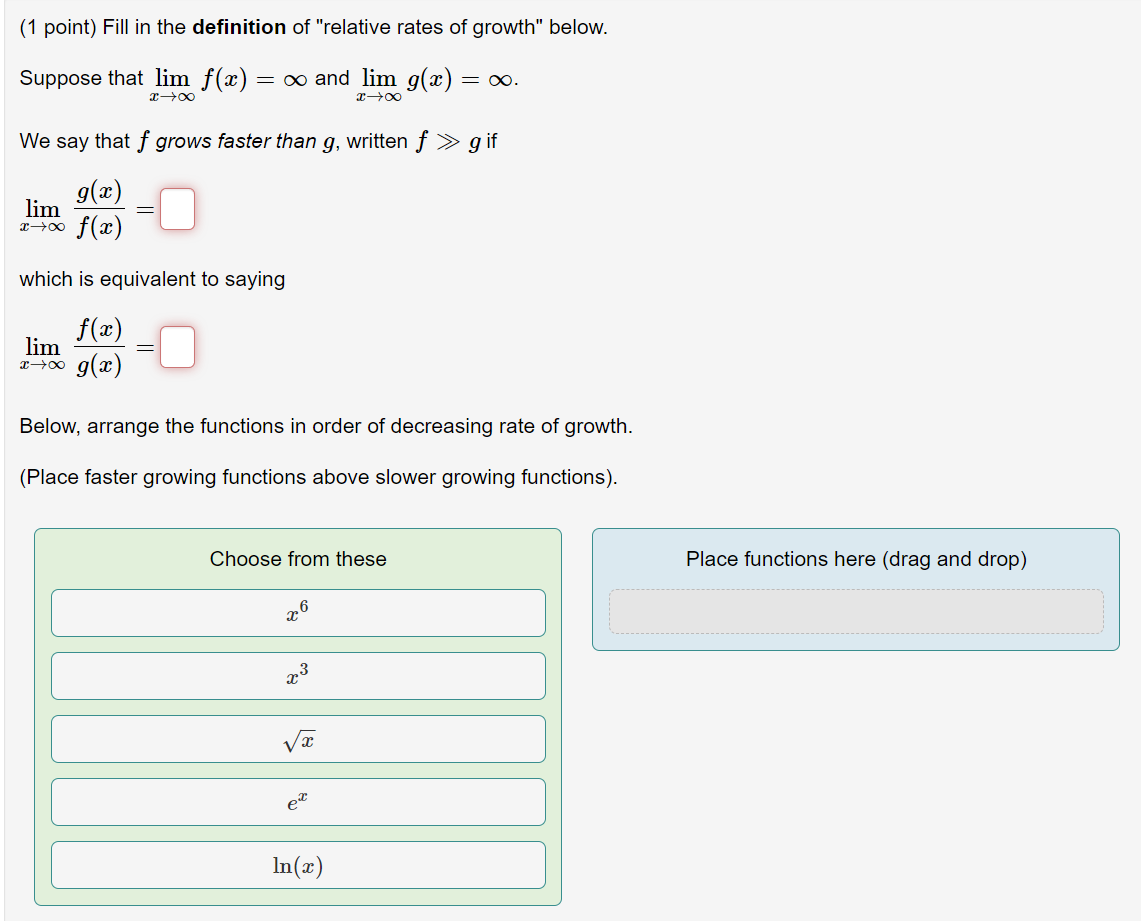 Solved (1 point) Fill in the definition of "relative rates | Chegg.com
