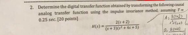 Solved Determine the digital transfer function obtained by | Chegg.com