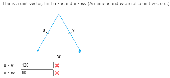 Solved If u is a unit vector, find u. V and u. w. (Assume v | Chegg.com