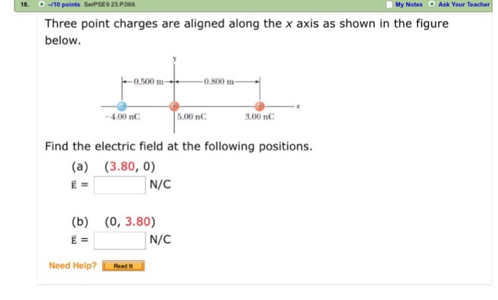 Solved Three point charges are aligned along the x axis as | Chegg.com