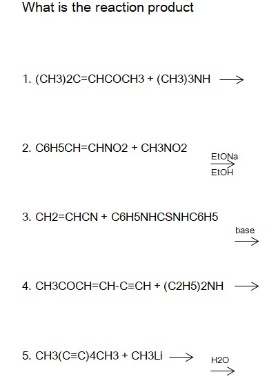Solved What is the reaction product 1. (CH3)2C=CHCOCH3 + | Chegg.com