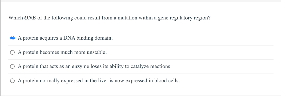 Solved Which ONE of the following could result from a | Chegg.com
