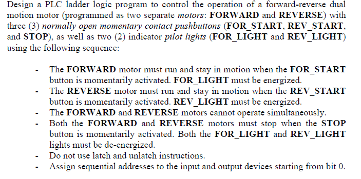 Solved Design a PLC ladder logic program to control the | Chegg.com