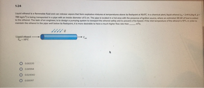 Solved Liquid ethanol is a flammable fluid and can release | Chegg.com