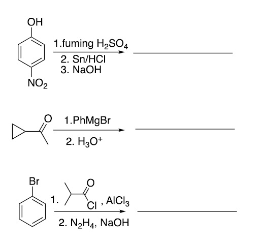Solved 1.fuming H2SO4 2. Sn/HCl 3. NaOH | Chegg.com