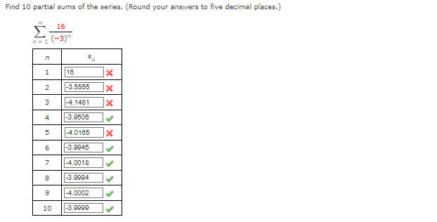 Solved Find 10 ﻿partial sums of the series. (Round your | Chegg.com
