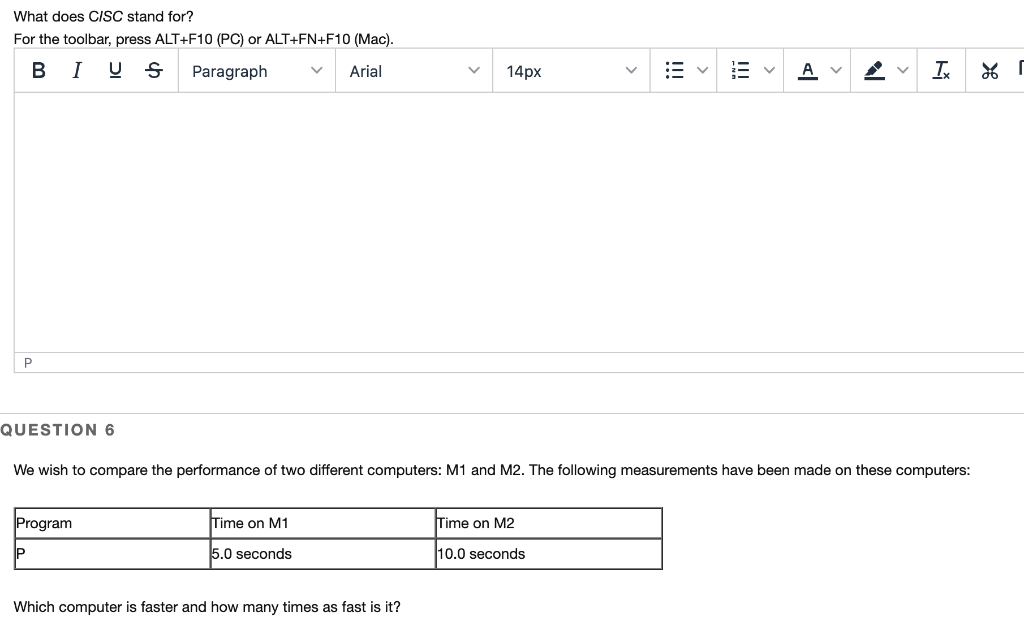 Solved What does CISC stand for? For the toolbar, press | Chegg.com