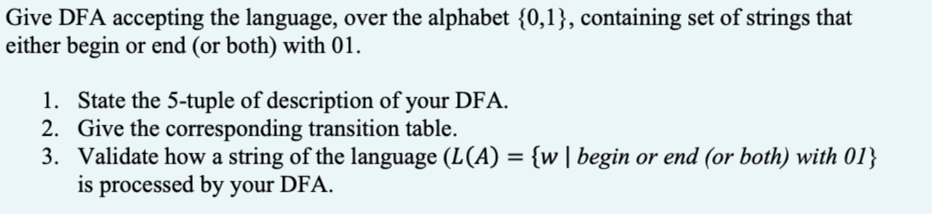 Solved Give DFA accepting the language, over the alphabet | Chegg.com