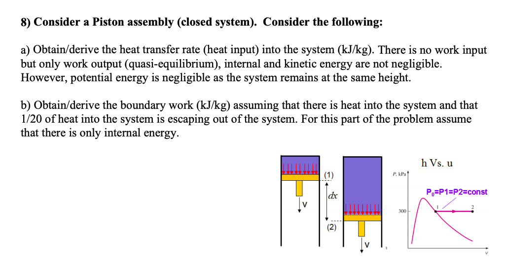 Solved 8) Consider a Piston assembly (closed system). | Chegg.com