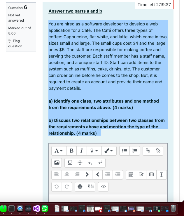 Solved Time left 2:19:37 Answer two parts a and b Question 6 | Chegg.com