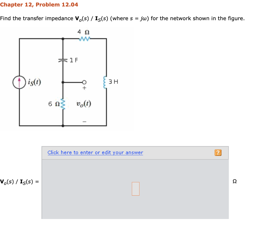 Solved Chapter 12, Problem 12.04 Find the transfer impedance | Chegg.com