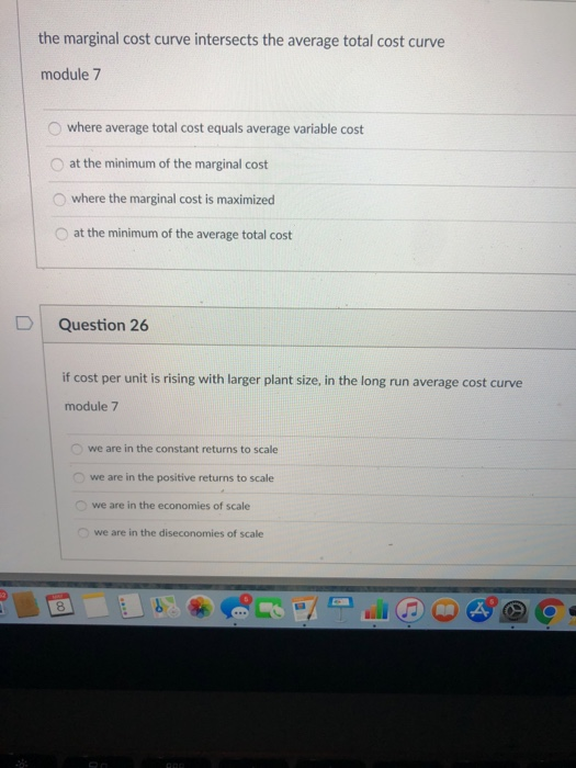 Solved the marginal cost curve intersects the average total | Chegg.com