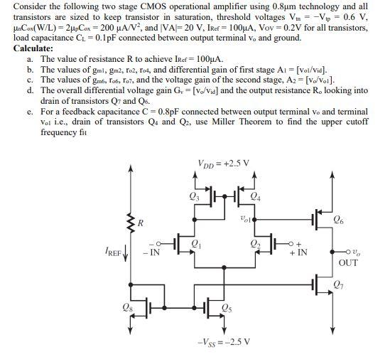 Solved Consider the following two stage CMOS operational | Chegg.com