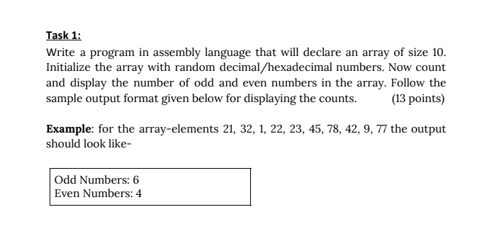 Solved Task 1 Write A Program In Assembly Language That