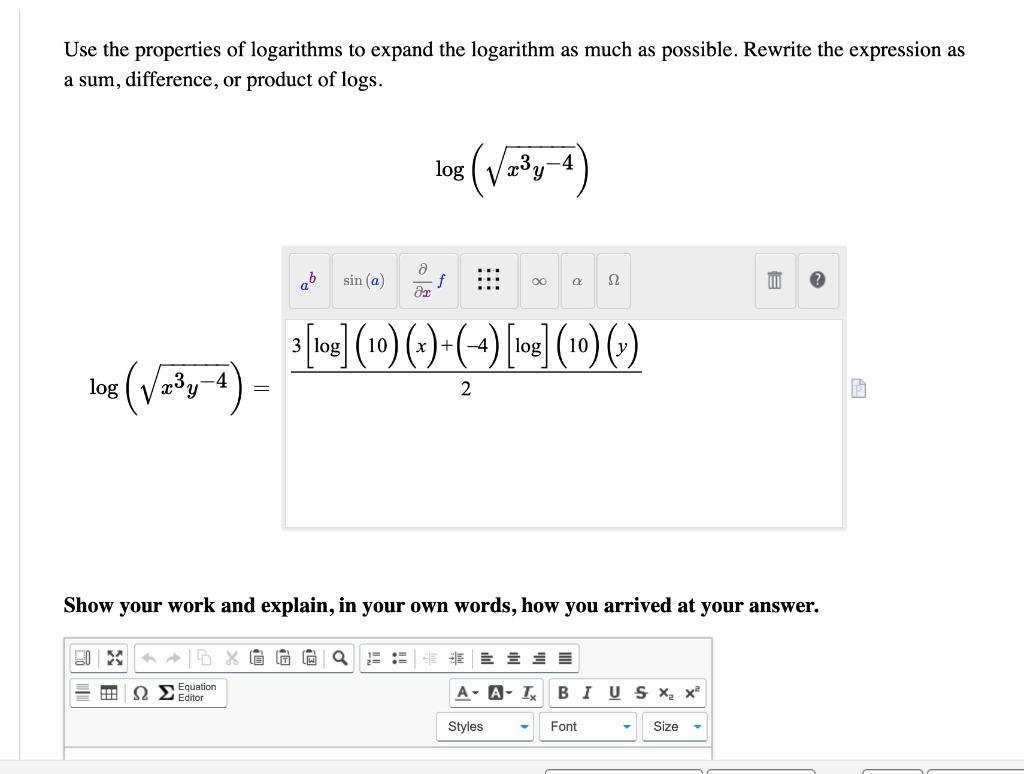 Solved Use the properties of logarithms to expand the | Chegg.com