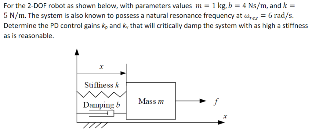 Solved For the 2-DOF robot as shown below, with parameters | Chegg.com