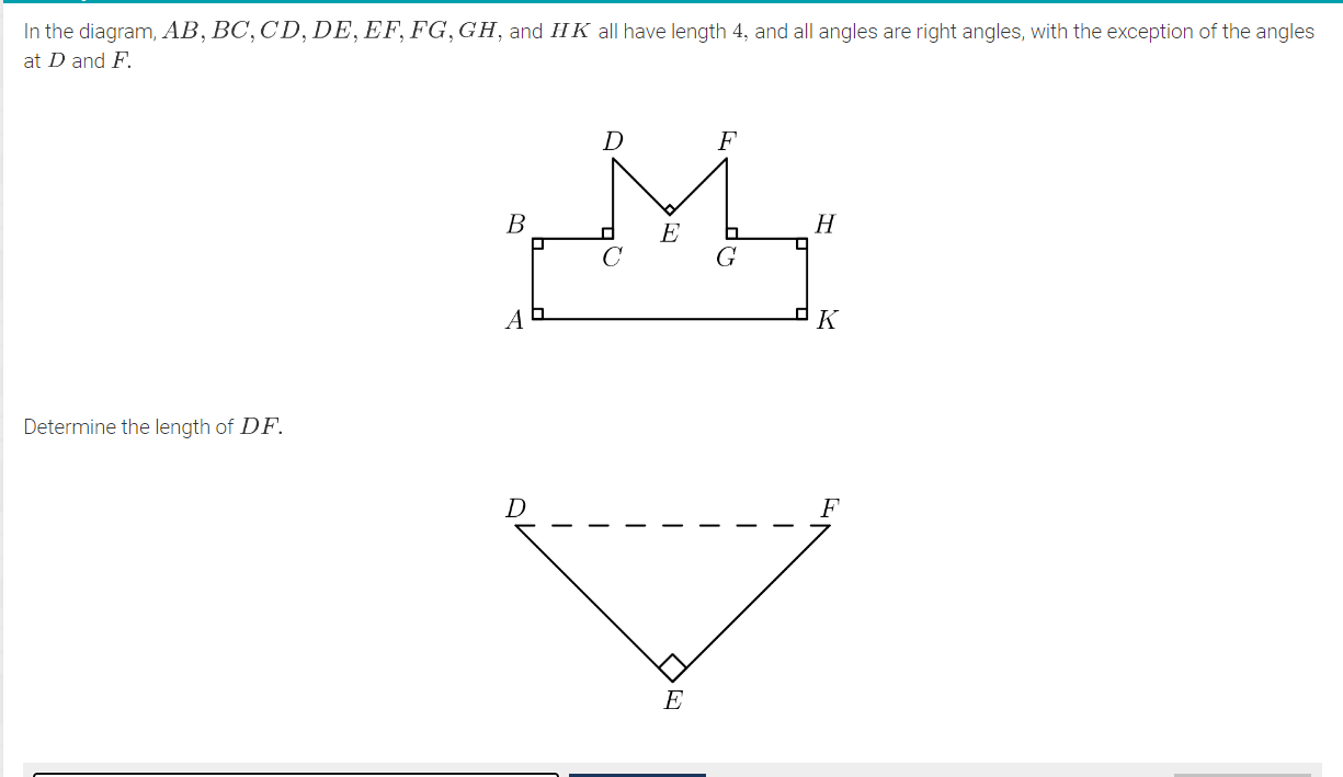 Solved In the diagram, AB,BC,CD,DE,EF,FG,GH, and HK all have | Chegg.com