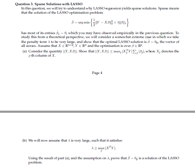 Solved Question 3. Sparse Solutions with LASSO In this | Chegg.com