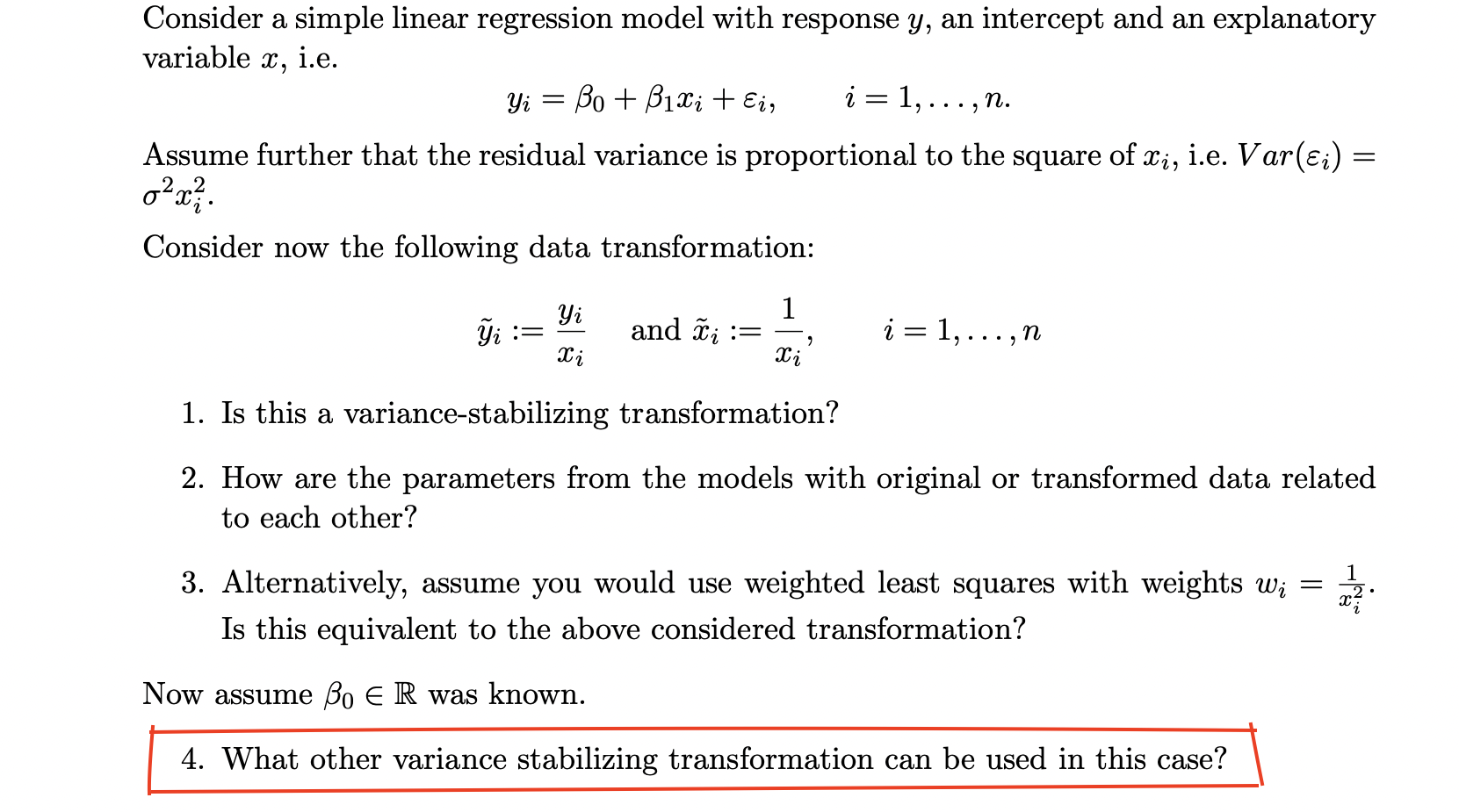 Solved please do question number 4 ﻿by using Box-Cox | Chegg.com