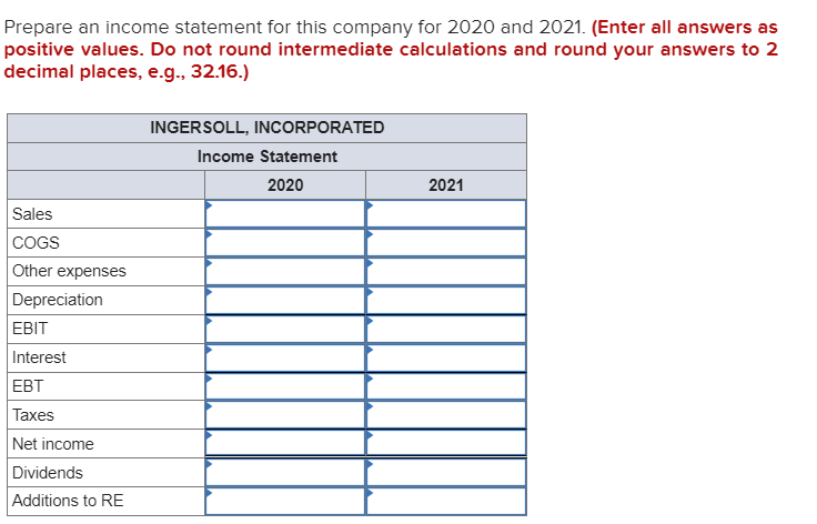Solved Prepare a balance sheet for this company for 2020 | Chegg.com