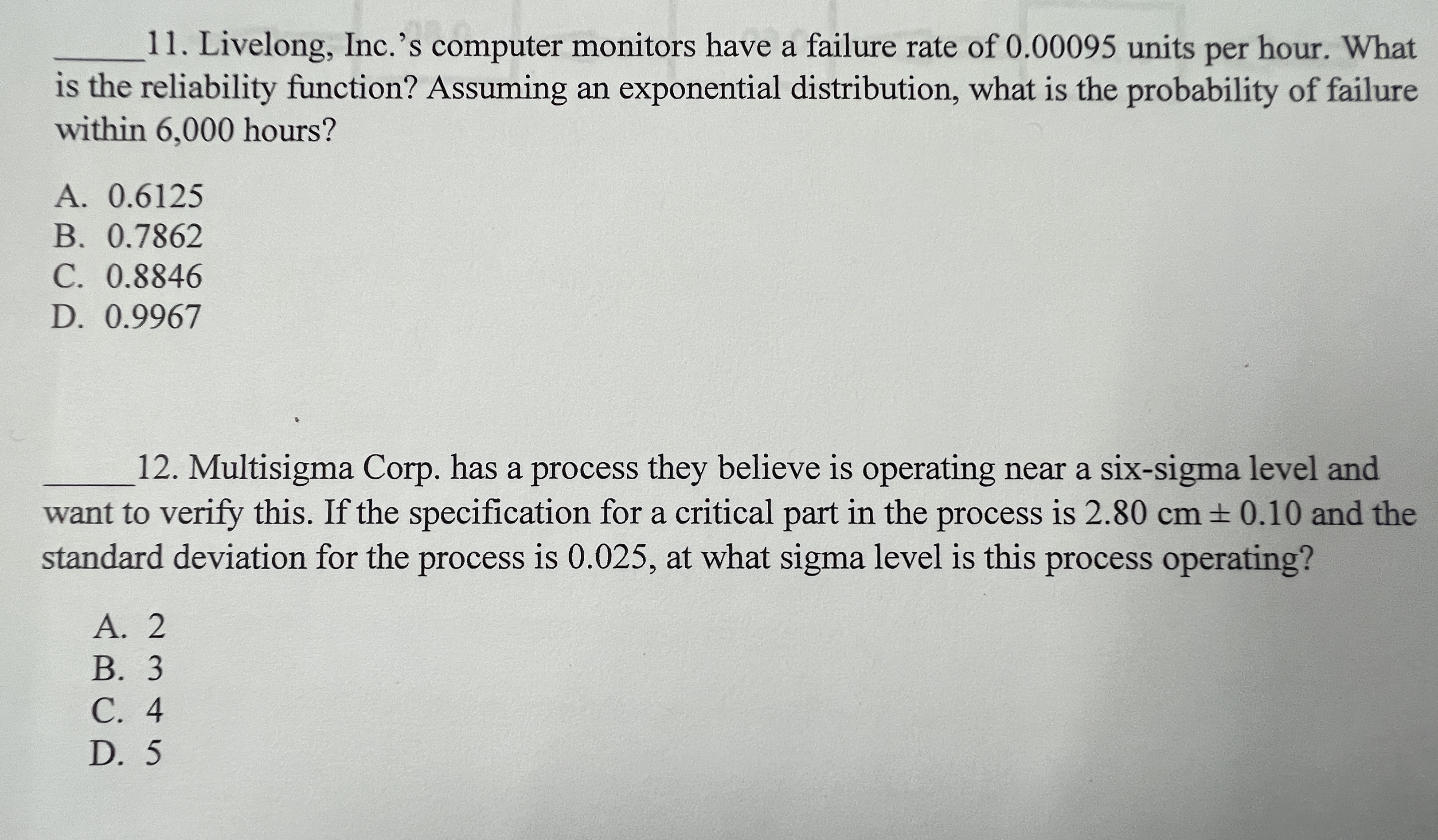 Solved 11. Livelong, Inc.'s computer monitors have a failure | Chegg.com