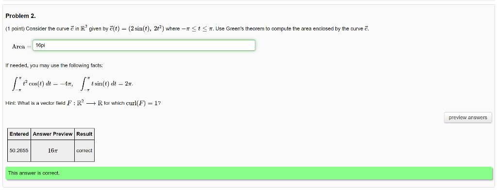 (1 point) Consider the curve c in R2 given by | Chegg.com