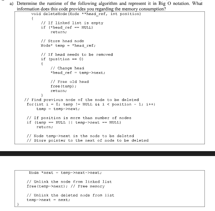 Solved a) Determine the runtime of the following algorithm | Chegg.com