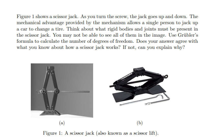 Solved Figure 1 shows a scissor jack. As you turn the screw, | Chegg.com