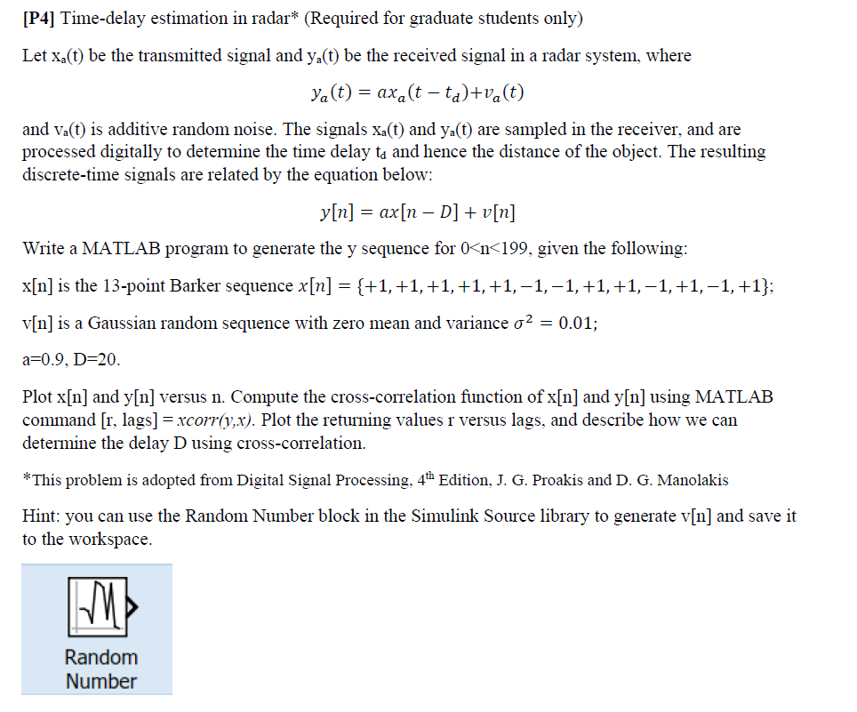 [P4] Time-delay estimation in radar* (Required for | Chegg.com